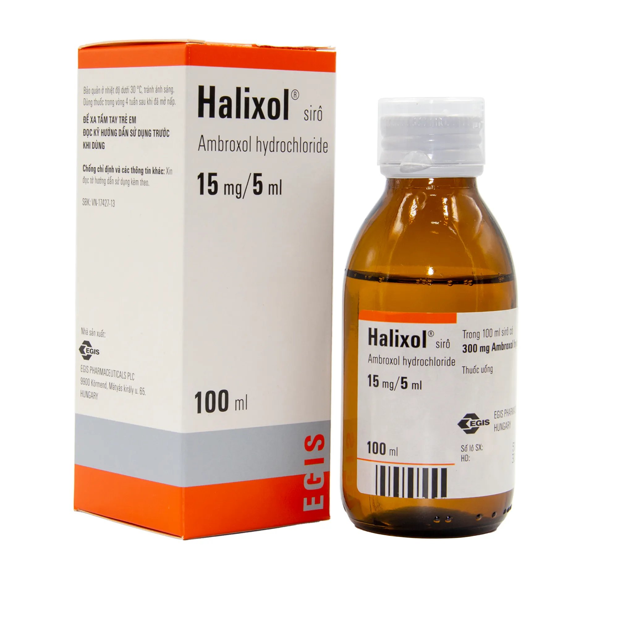 Halixol 15mg/5ml Egis (chai/100ml Siro)