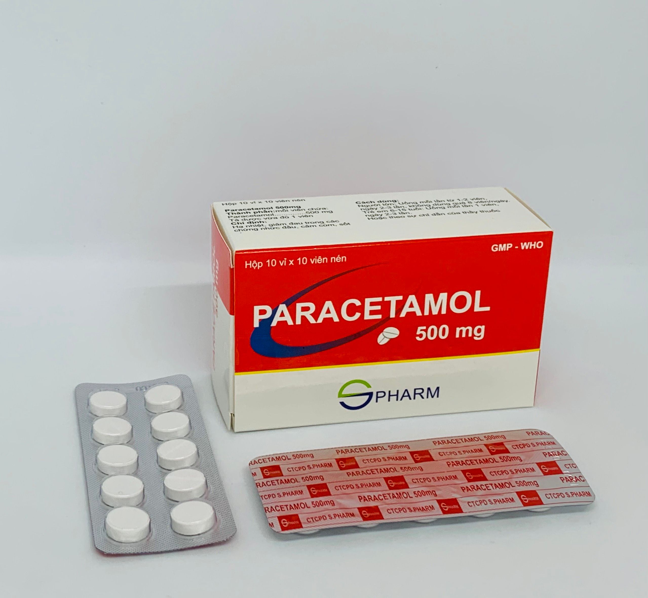 Paracetamol 500mg S.pharm (h/100v Nén Tròn)