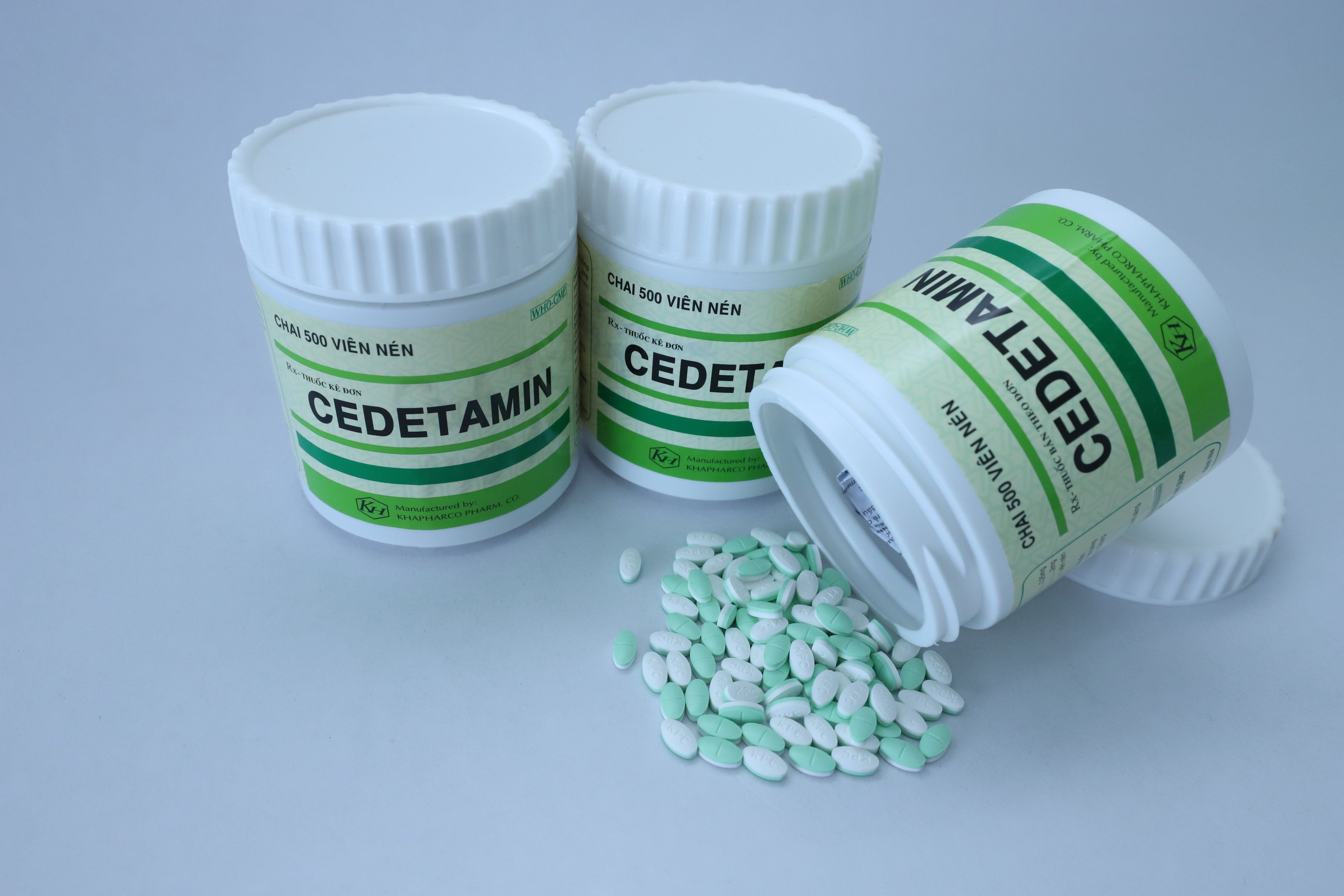 Cedetamin Khapharco Xanh Ngọc Nắp Trắng (c/500v Nén 2 Lớp)