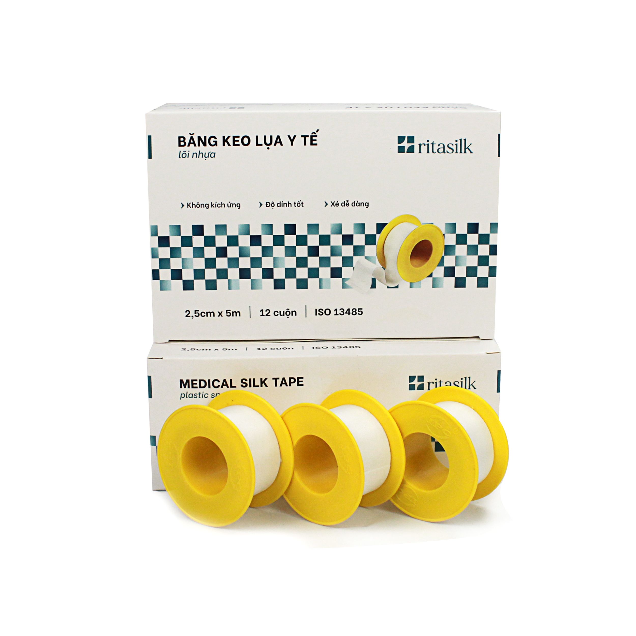 Băng Keo Lụa Y Tế 2,5cm X 5m Ritasilk (hộp/12cuộn)
