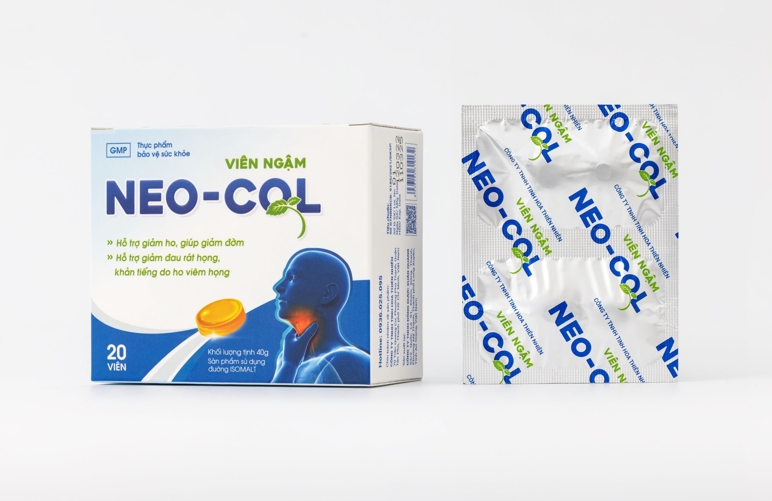 Viên Ngậm Giảm Đau Rát Họng Neo Col Vỉ Nhôm Dược Xuân Quang (h/20v)