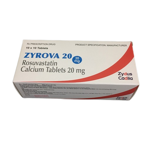Zyrova Rosuvastatin 20mg Tablets Zydus (h/100v)