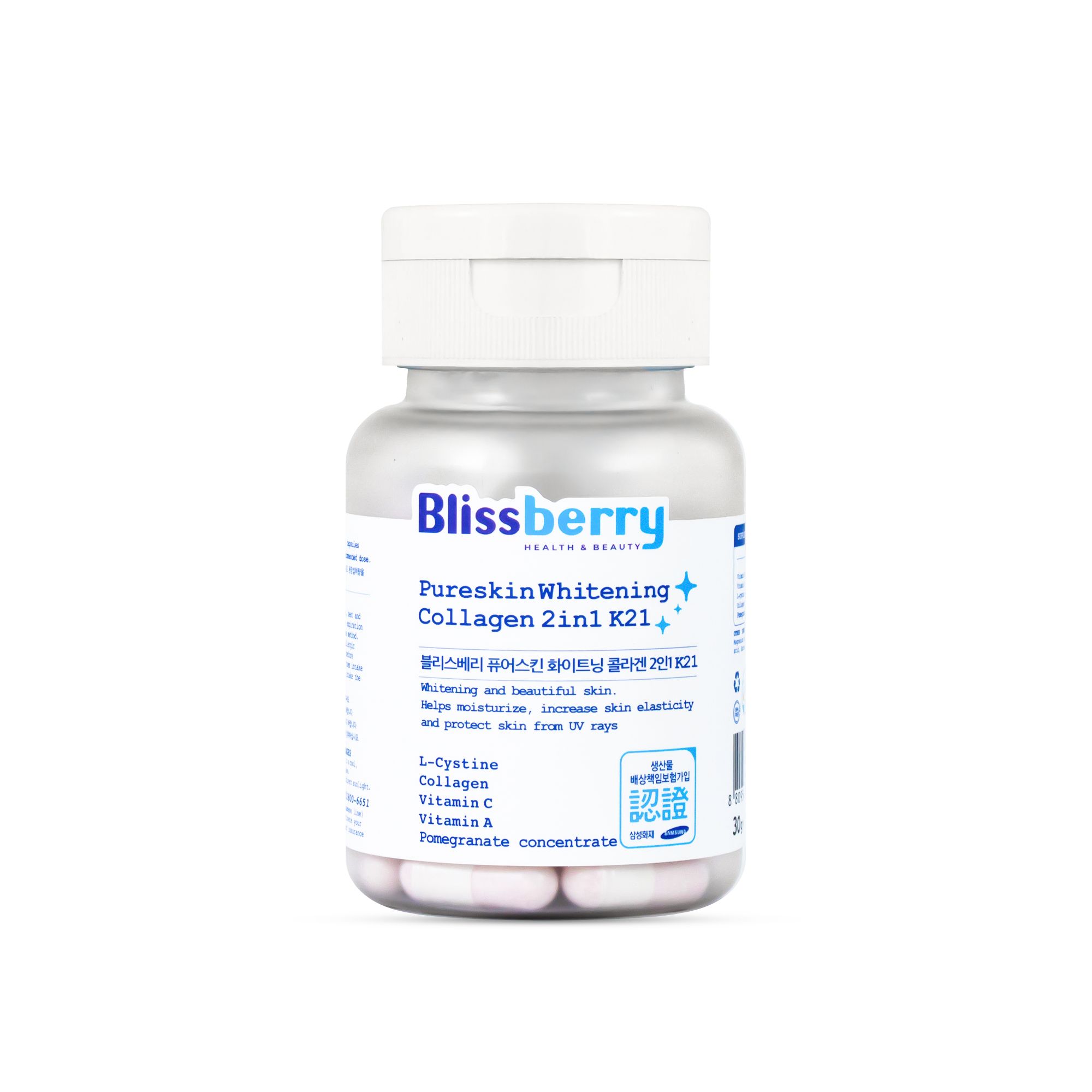 Viên Uống Trắng Da Blissberry Pureskin Whitening Collagen 2in1 K21 Cns ...