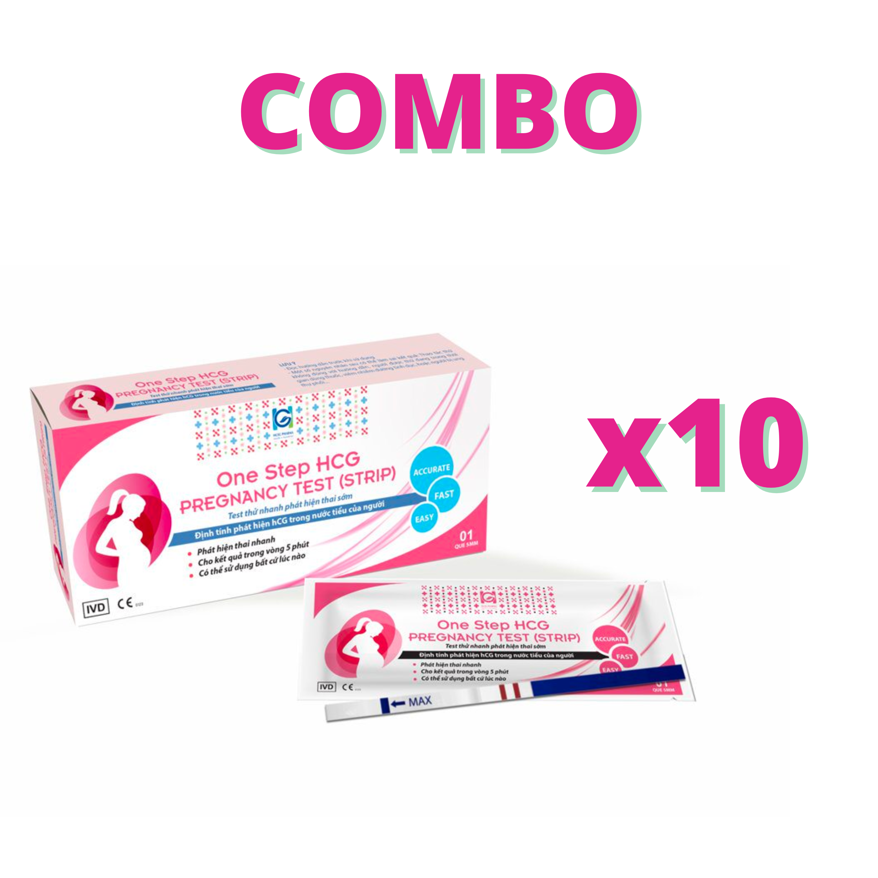 Combo 10 Que Thử Thai One Step Hcg Pregnancy Test Gaobeidian (h/1que)