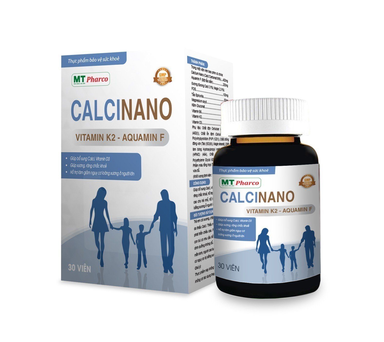 Bổ Sung Calci D3 Calcinano Vitamin K2 Aquamin F Diamond Pháp (c/30v)