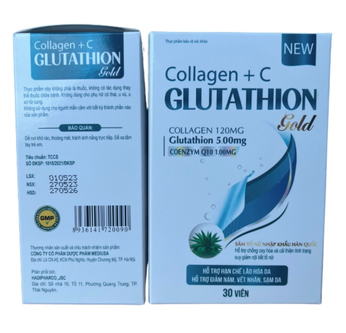 Viên Uống Bổ Sung Collagen Trắng Da Glutathion Gold Mediusa (c/30v)
