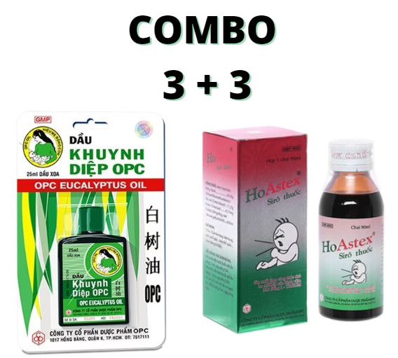 Combo 3 Dầu Khuynh Diệp Opc (c/25ml) (lớn) Và 3 Ho Astex Siro Opc (c/90ml)