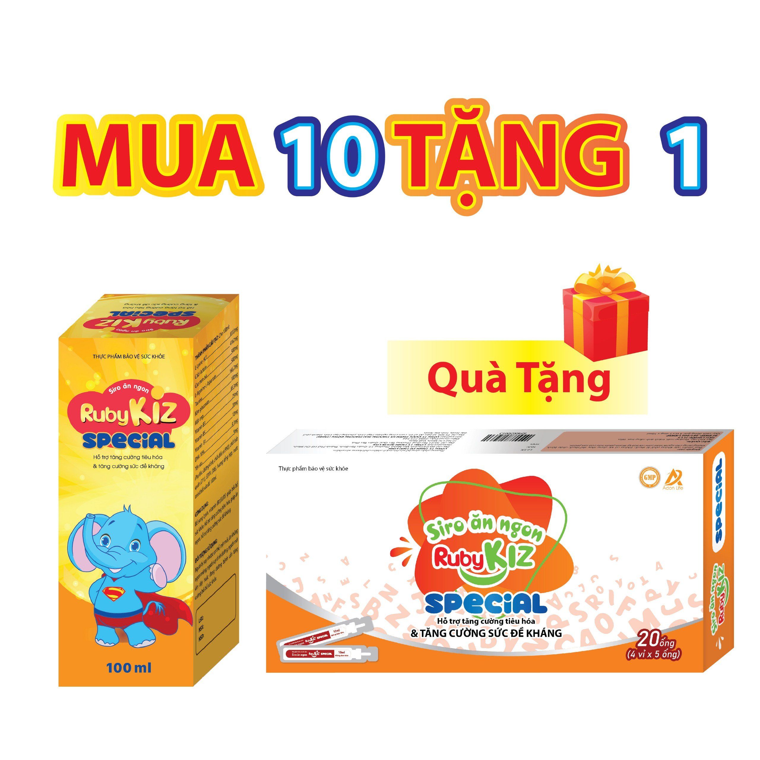 Mua 10 Hộp Siro Ăn Ngon Ruby Kiz (c/100ml) Tặng 1 Hộp Siro Ăn Ngon Ruby ...