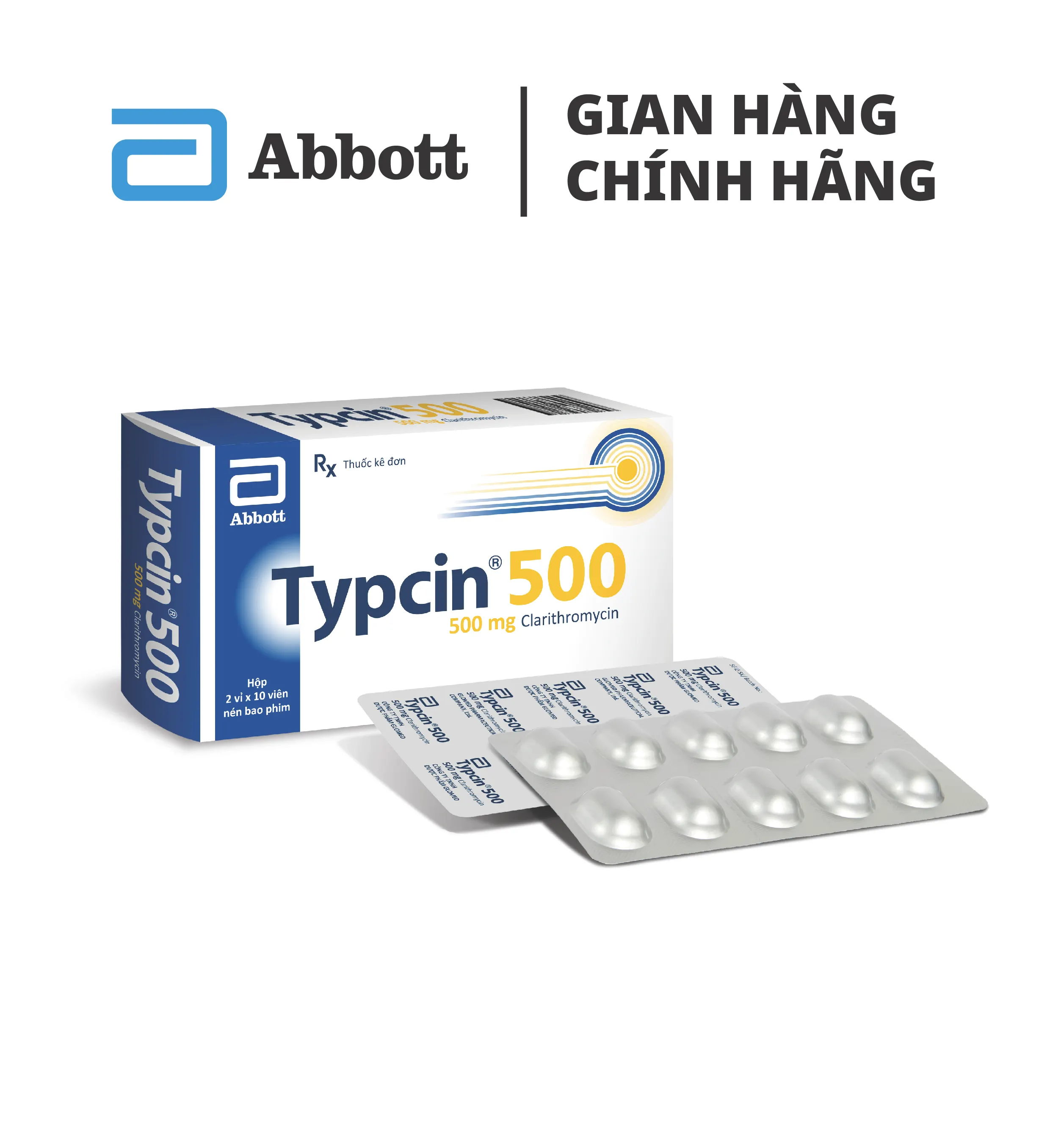 Typcin Clarithromycin 500mg Abbott (hộp/20viên Nén)