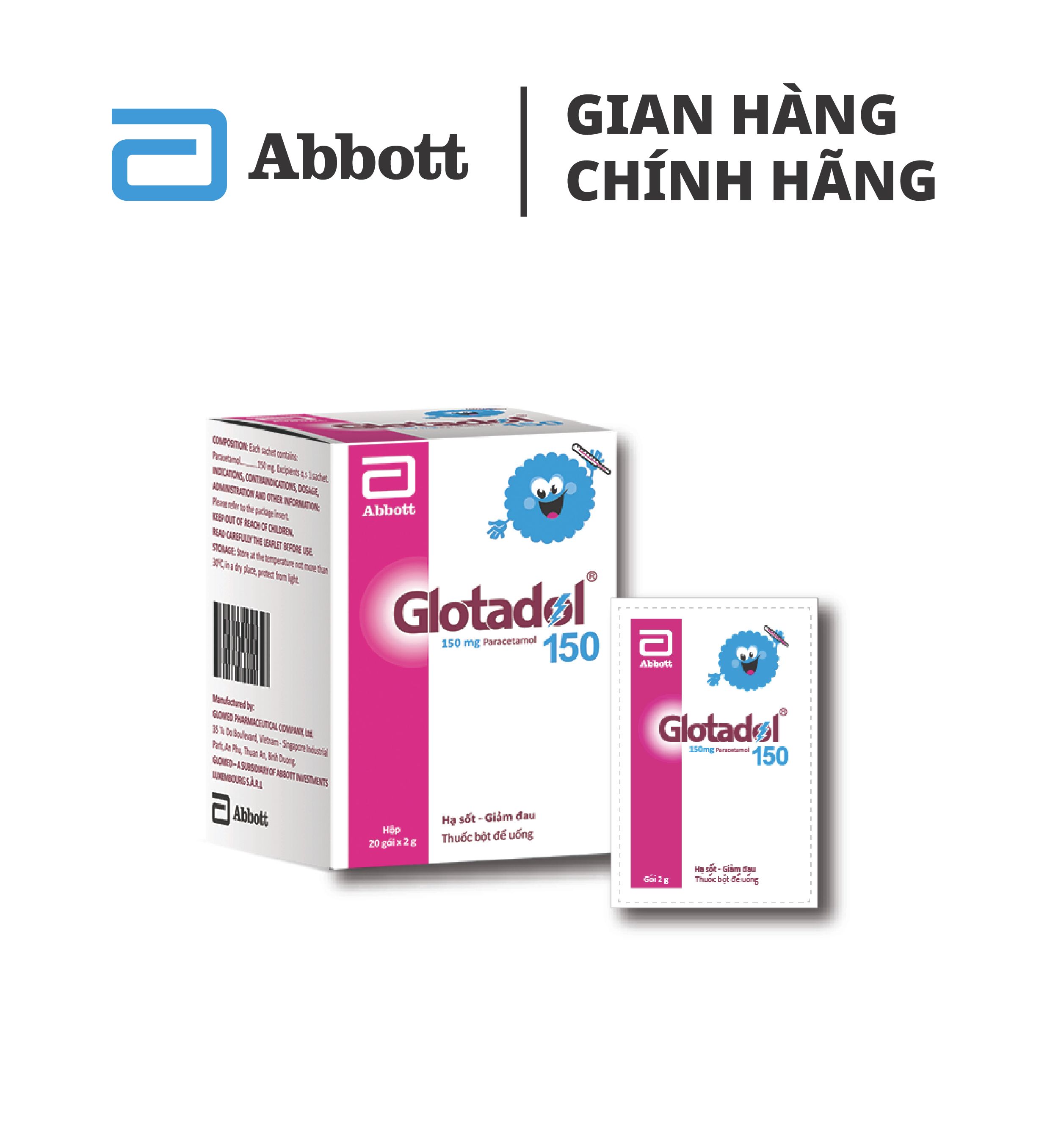 Glotadol Paracetamol 150mg Abbott (h/20gói)