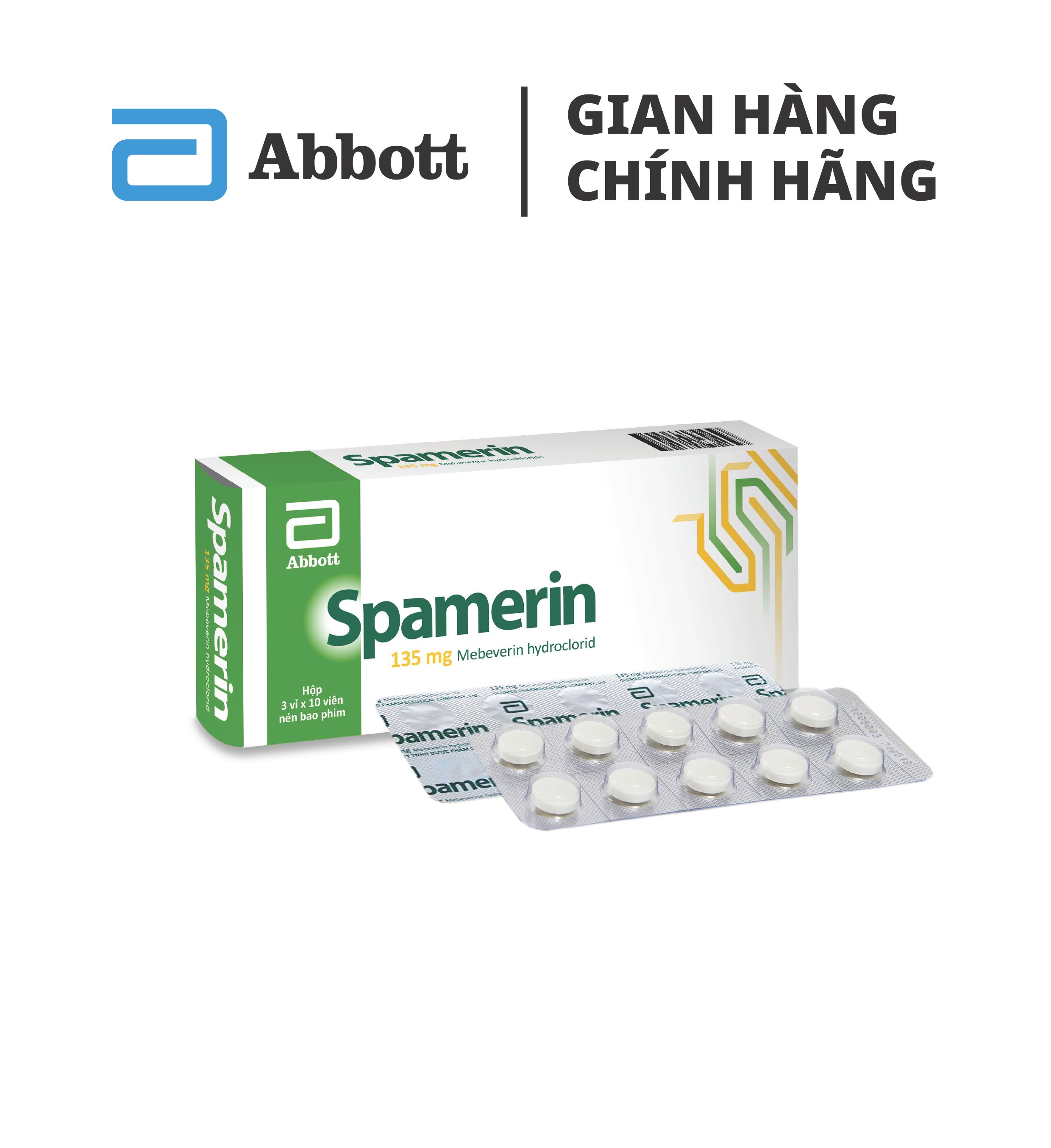 Spamerin Mebeverin Hydroclorid 135mg Abbott (hộp/30viên Nén)