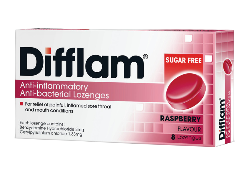 Ngậm Giảm Viêm Họng Difflam Sugar Free Rasberry Unique (h/8v)