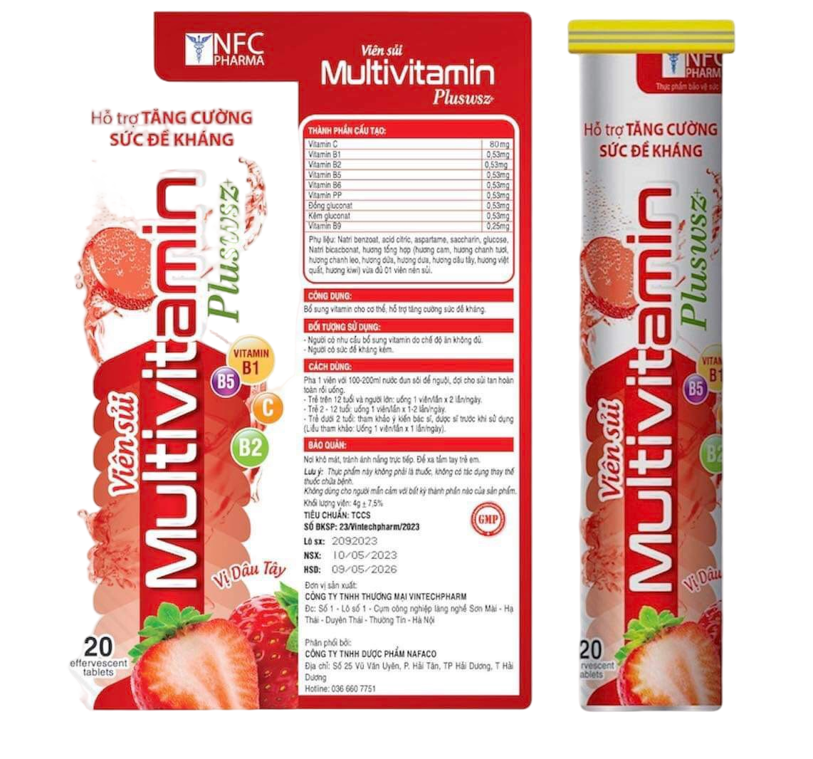 Multivitamin Pluswsz Vị Dâu (tube/20v)
