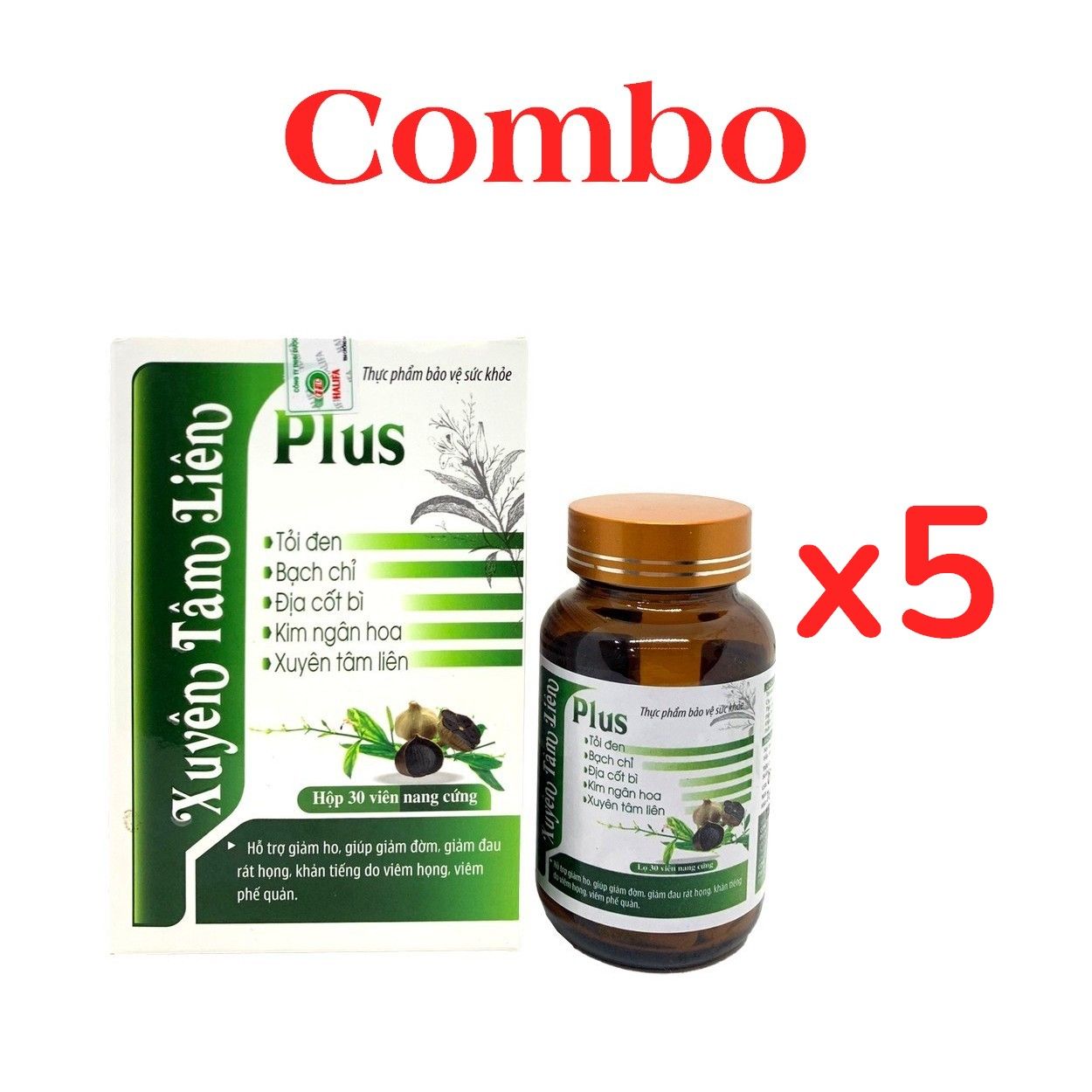 Combo 5 Giảm Ho Cảm Xuyên Tâm Liên Plus Hải Linh (h/30v)