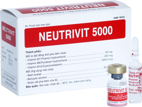 Neutrivit 5000 Tiêm Bidiphar (h/4 Lọ Bột Và 4 O Dung Môi)